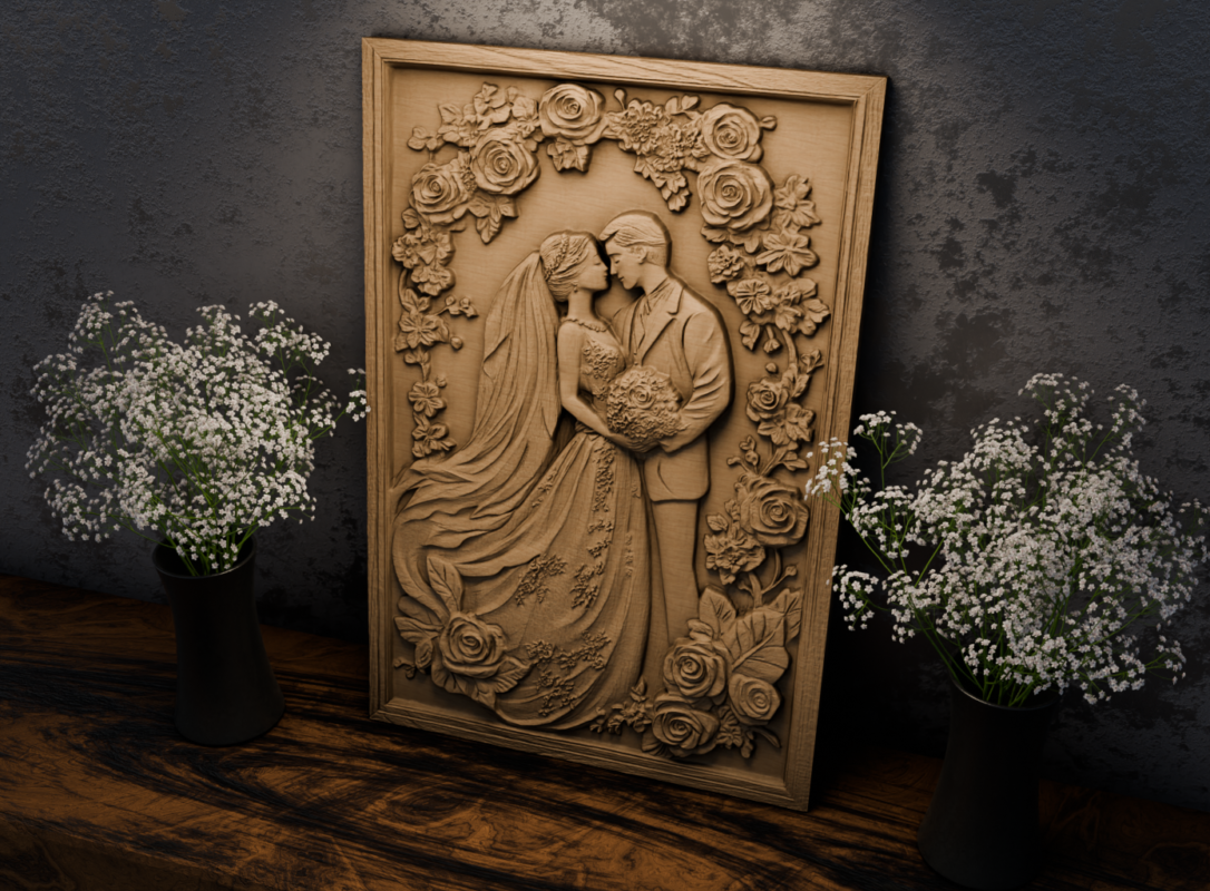 3D STL Digital File Elegant Wedding Couple | CNC Router & 3D Printer ...