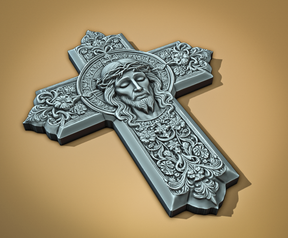 3D STL Digital File Jesus Christ Cross Relief | CNC Router Engraving ...